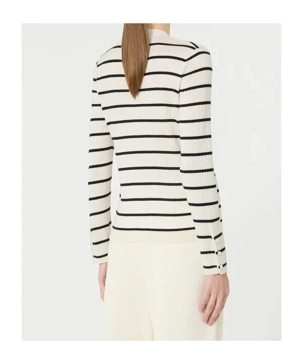 Max Mara Pedale V-neck Striped Knitted Cardigan - Ivory