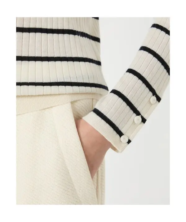 Max Mara Pedale V-neck Striped Knitted Cardigan - Ivory