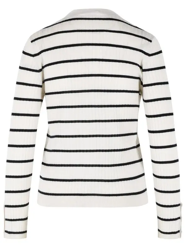 Max Mara Pedale V-neck Striped Knitted Cardigan - Ivory
