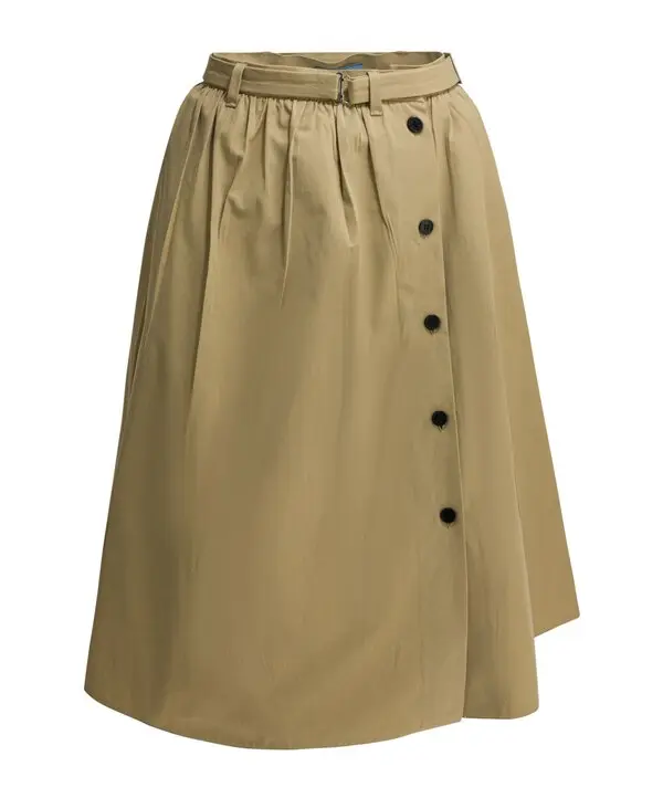 Prada Belted Pleated Midi Skirt - No