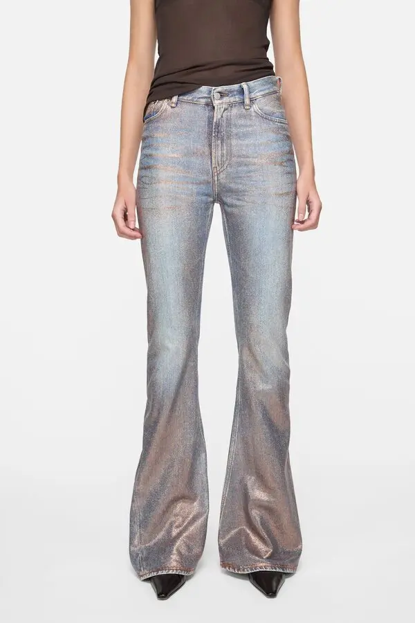 Acne Studios Fitted Glitter Jeans - Light Blue Rose Copper