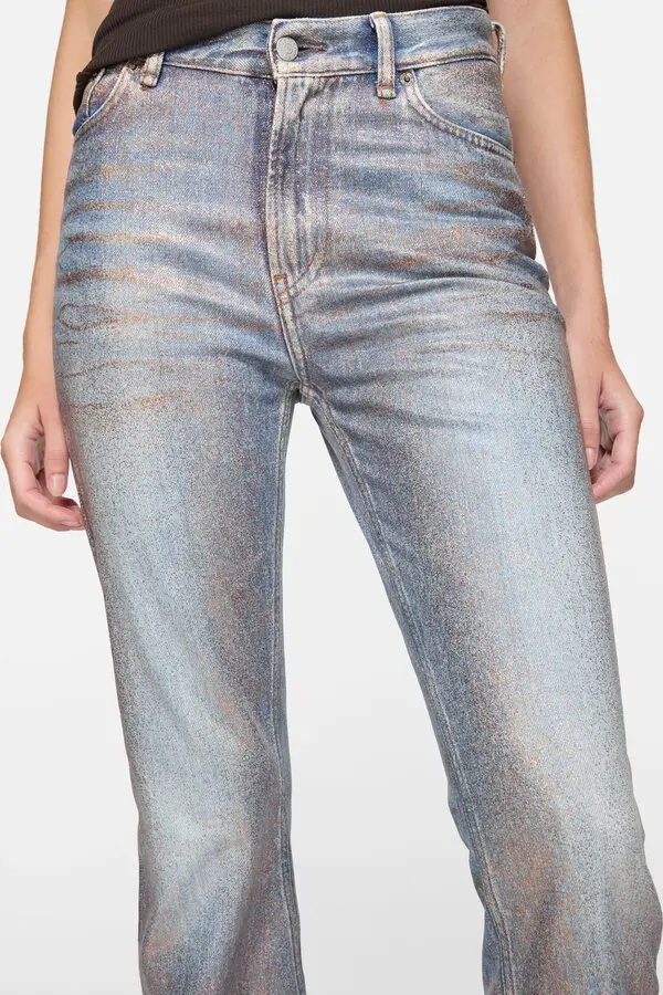 Acne Studios Fitted Glitter Jeans - Light Blue Rose Copper