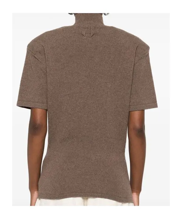 Jacquemus High Neck Knitted Top - Brown