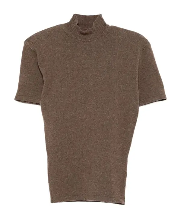 Jacquemus High Neck Knitted Top - Brown