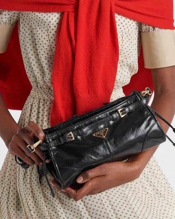 Prada Bonnie Small Leather Shoulder Bag - Black