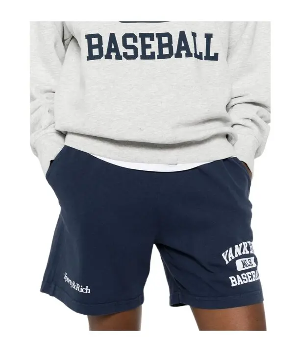 SPORTY  RICH Sporty & Rich "yankees Mlb Baseball" Elasticated Waist Shorts