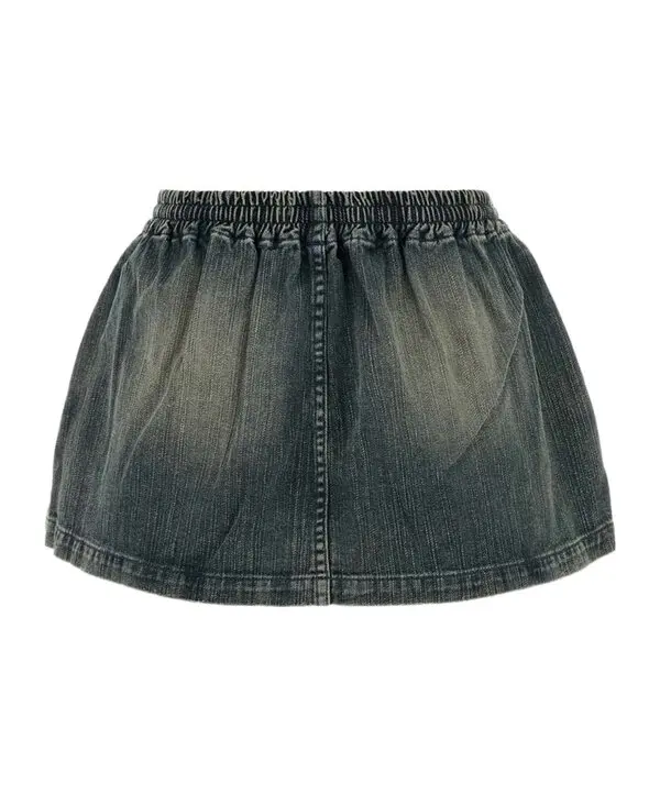Balenciaga Denim Mini Skirt With Embroidered Lion Detail
