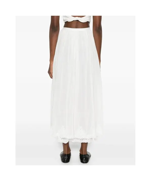 FORTE_FORTE Elastic Waist Skirt With Lace Hem