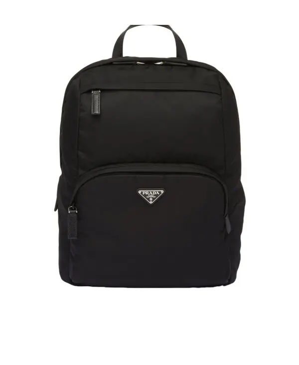 Prada Re-nylon Backpack With Triangle Logo Plaque - Black