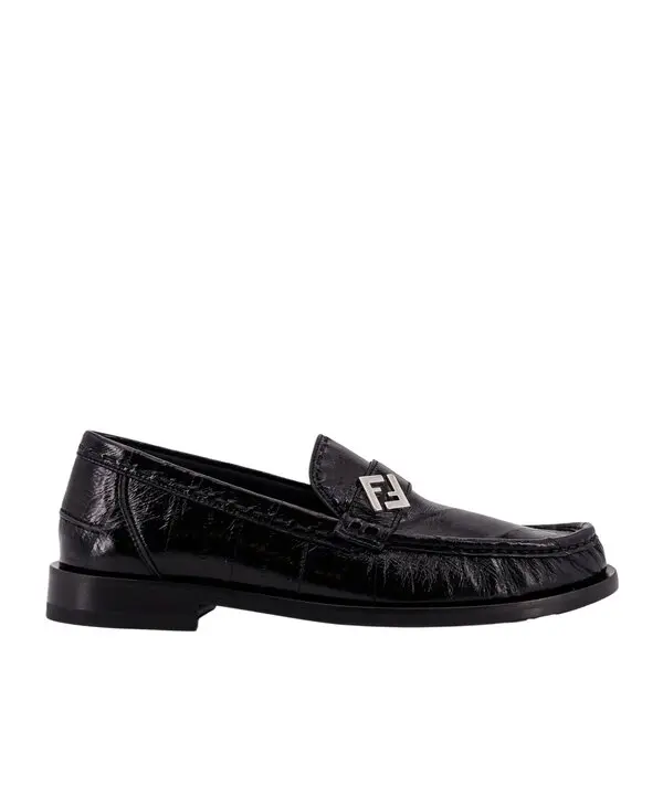 Fendi Ff Plaque Slip-on Loafers - Black