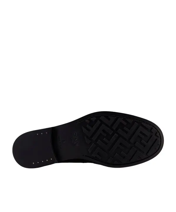 Fendi Ff Plaque Slip-on Loafers - Black