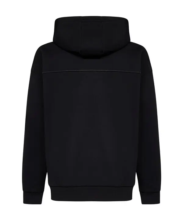 Zegna Logo Embroidered Hoodie - Black
