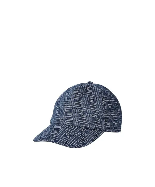 Fendi Ff Monogram Denim Baseball Cap - Blue