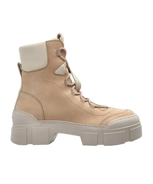 VIC MATIE Round Toe Lace-up Boots - Beige