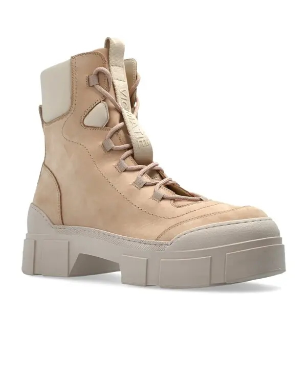 VIC MATIE Round Toe Lace-up Boots - Beige