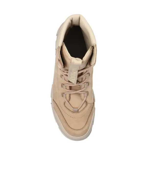 VIC MATIE Round Toe Lace-up Boots - Beige