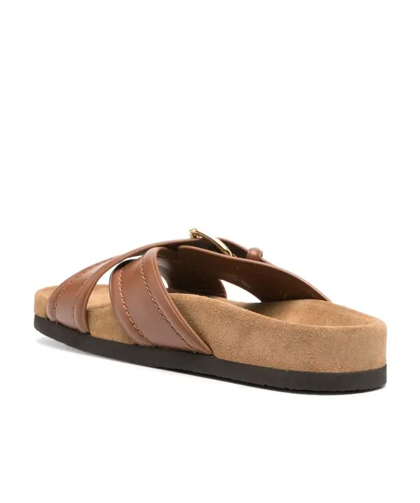 Valentino Garavani Vlogo Plaque Leather Criss-cross Slides