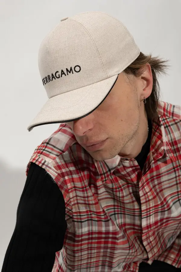 FERRAGAMO Logo Lettering Baseball Cap - White