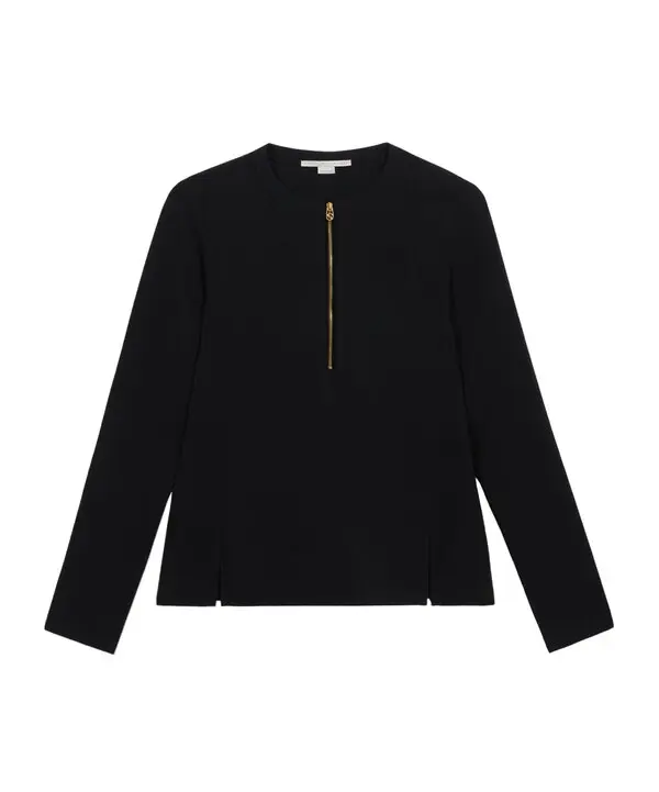 Stella McCartney Zip-up Long Sleeve Shirt With Slit Hem