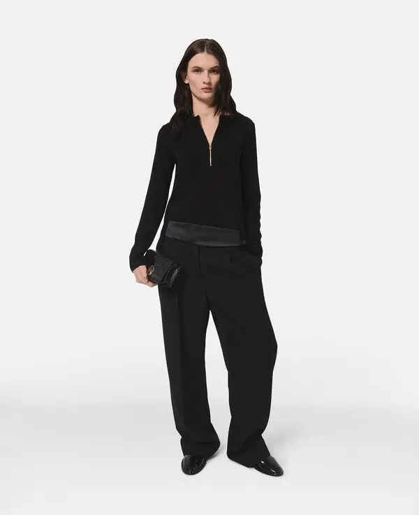 Stella McCartney Zip-up Long Sleeve Shirt With Slit Hem
