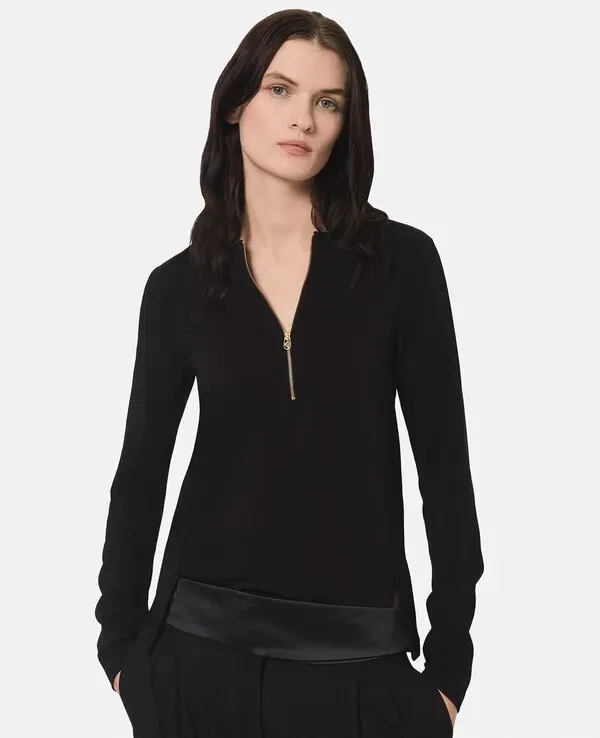 Stella McCartney Zip-up Long Sleeve Shirt With Slit Hem