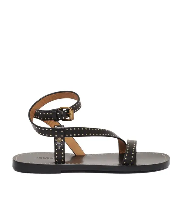 Isabel Marant Étoile Studded Buckled Ankle Strap Sandals - Black
