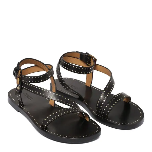 Isabel Marant Étoile Studded Buckled Ankle Strap Sandals - Black