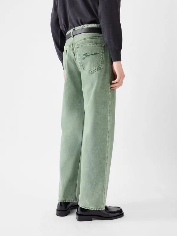 Jacquemus Straight-leg Jeans With Embroidered Logo - Green
