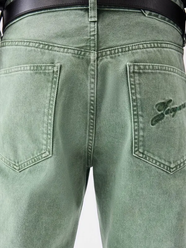 Jacquemus Straight-leg Jeans With Embroidered Logo - Green