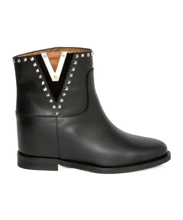 VIA ROMA 15 Logo Plaque Leather Ankle Boots