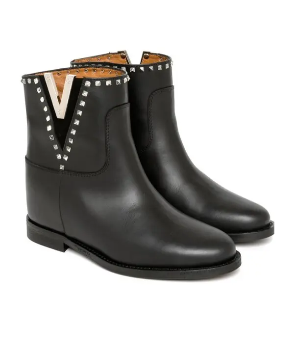 VIA ROMA 15 Logo Plaque Leather Ankle Boots
