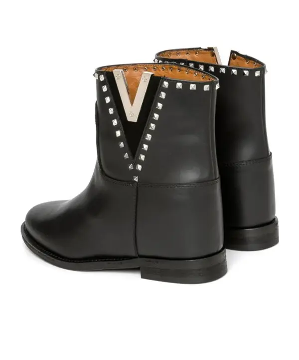 VIA ROMA 15 Logo Plaque Leather Ankle Boots