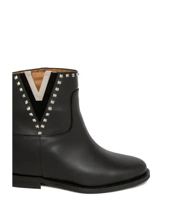 VIA ROMA 15 Logo Plaque Leather Ankle Boots