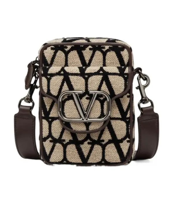 Valentino Garavani Locò Toile Iconographe Zip-up Mini Shoulder Bag - Black