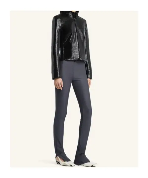 COURREGES Vinyl Zip-up Jacket With Buckle Collar - Black
