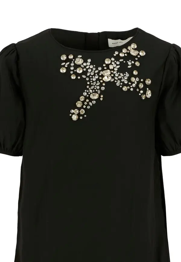 Marc Jacobs Short Puff Sleeve Dress With Crystal Embellishment