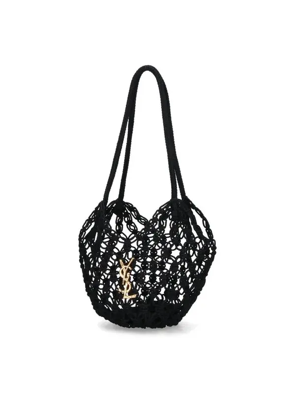 Saint Laurent Logo Plaque Knotted Shoulder Bag