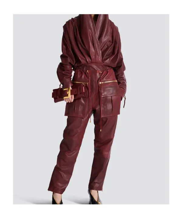 Balmain Leather Hooded Dress
