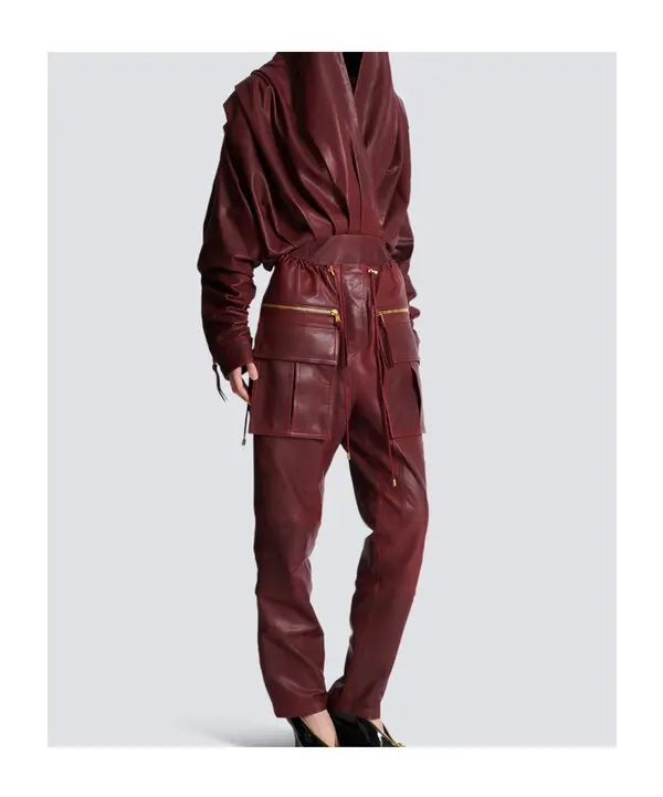 Balmain Leather Hooded Dress