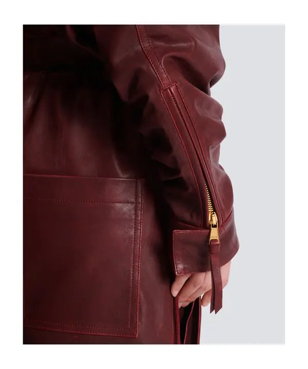 Balmain Leather Hooded Dress