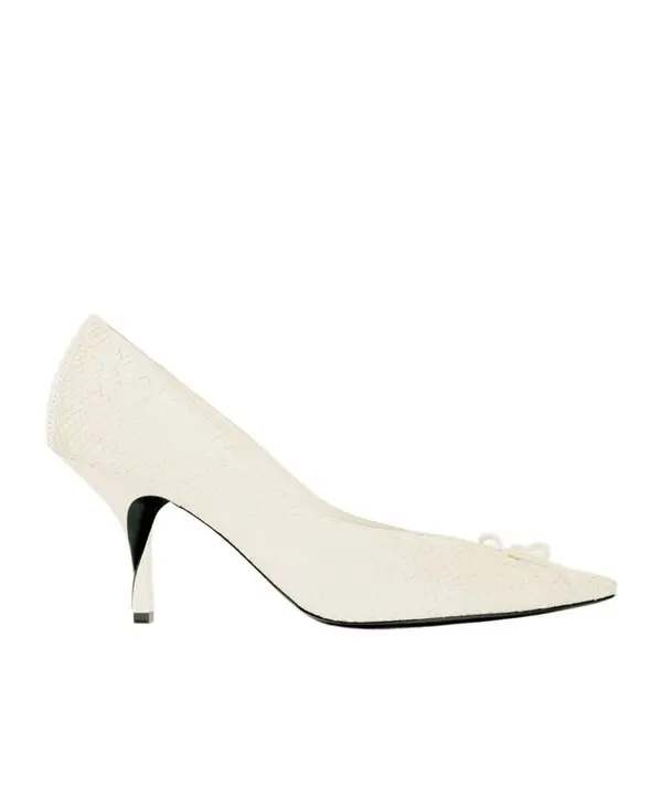 Jacquemus The Tourni Pointed-toe Pumps With Bow Detailing - Light Ivory