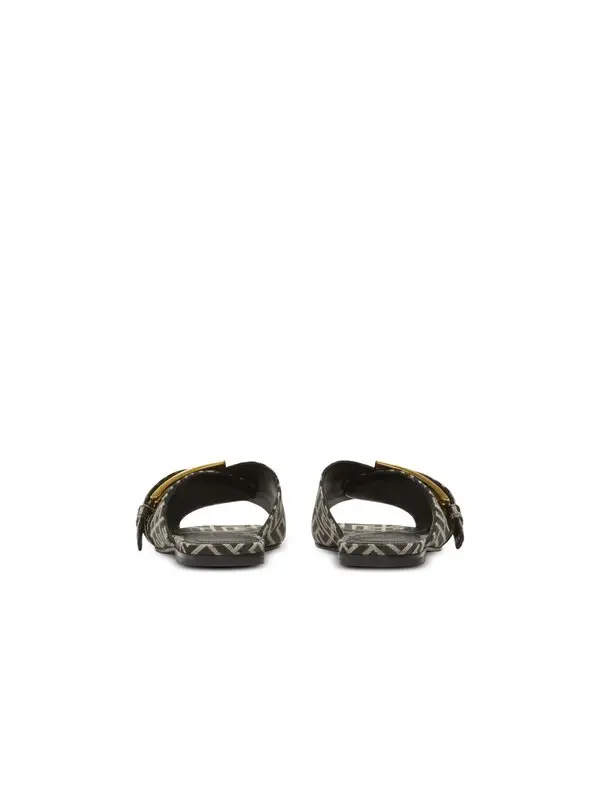 Balmain Flat Monogram Jacquard Anthem Sandals