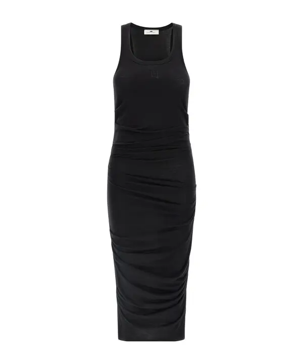Elisabetta Franchi Logo Embroidered Sleeveless Midi Dress - Black