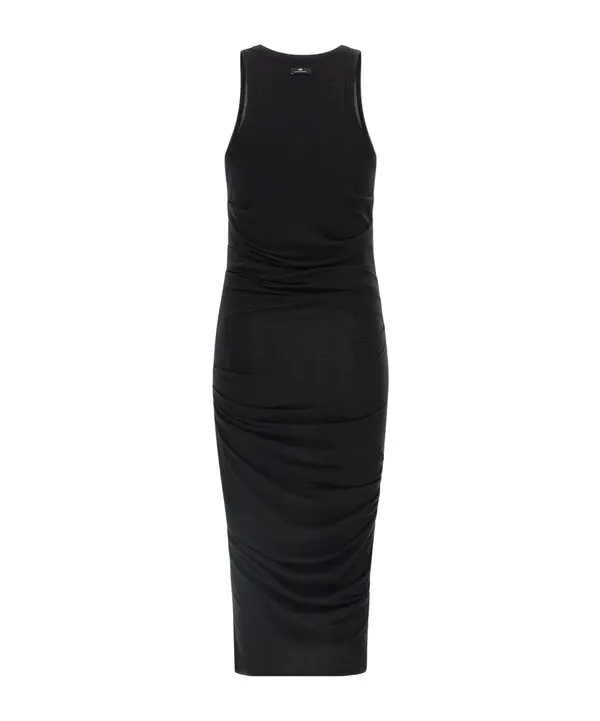 Elisabetta Franchi Logo Embroidered Sleeveless Midi Dress - Black