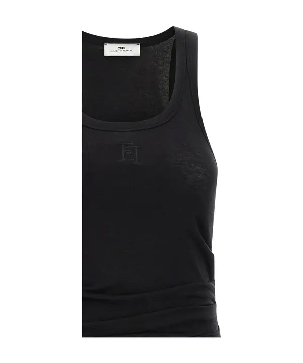 Elisabetta Franchi Logo Embroidered Sleeveless Midi Dress - Black