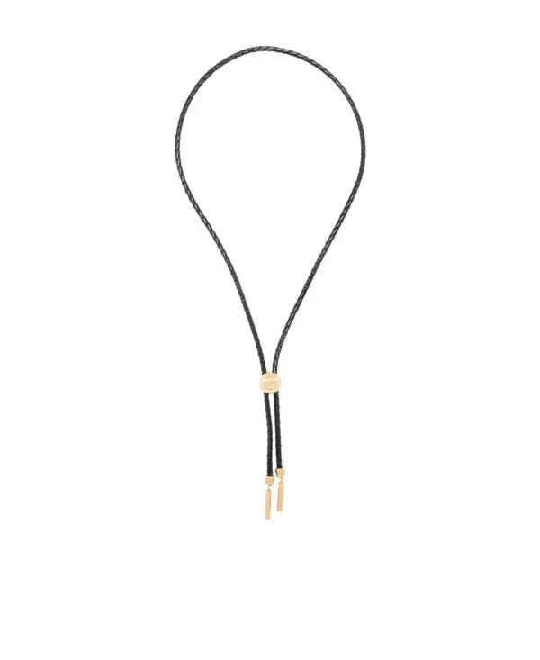 Versace Medusa Charm Braided Leather Necklace - Black
