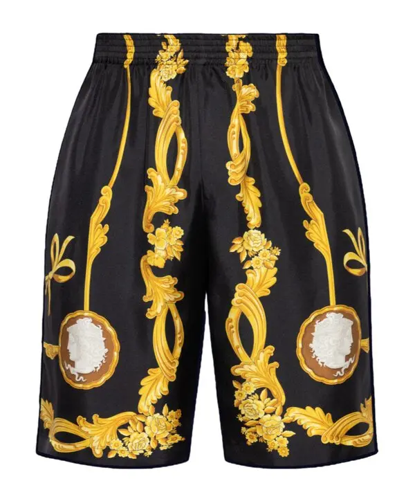 Versace Pattern-printed Elasticated Waist Shorts - Black