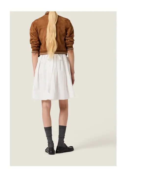 Miu Miu Cropped Button-up Blouson Jacket With Knitted Collar And Embossed Logo