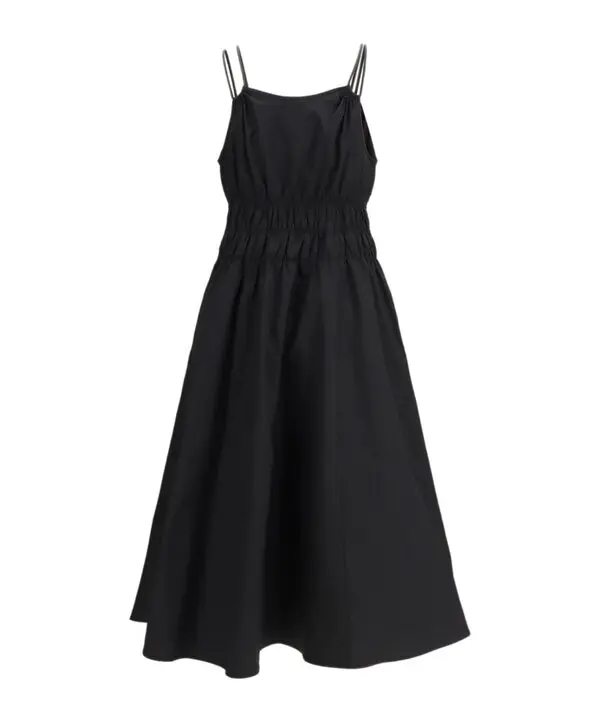 Pinko Shirred A-line Dress With V-neck And Thin Straps