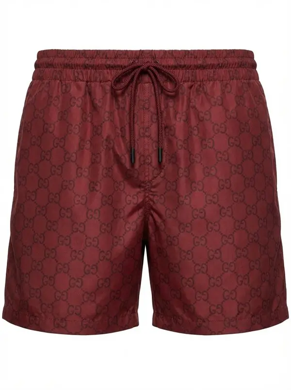 Gucci Gg Print Nylon Swim Shorts - Red